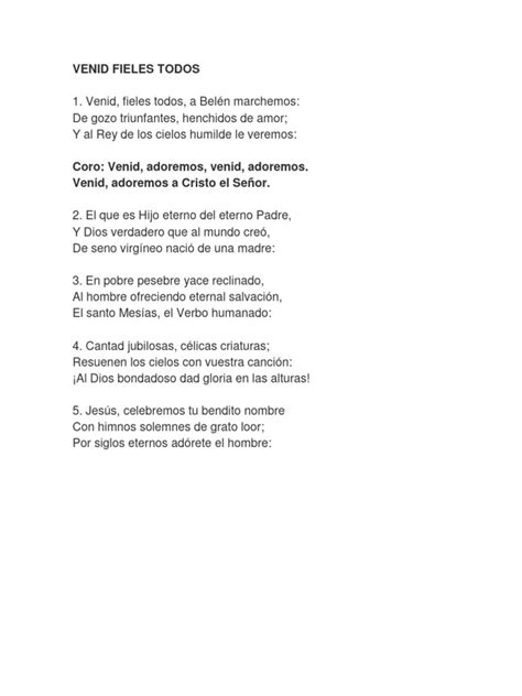 Venid Fieles Todos Letra 2 Pdf