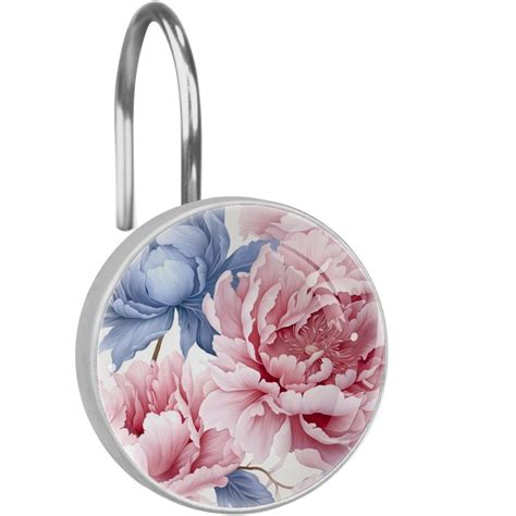 Peony Shower Curtain Hooks Set Of 12 For Home Hotel Shower Rods