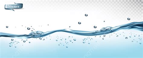 Realistic Transparent Water Waves With Air Bubbles And Sunbeams On