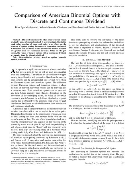 Pdf Comparison Of American Binomial Options With Discrete And Continuous Dividend
