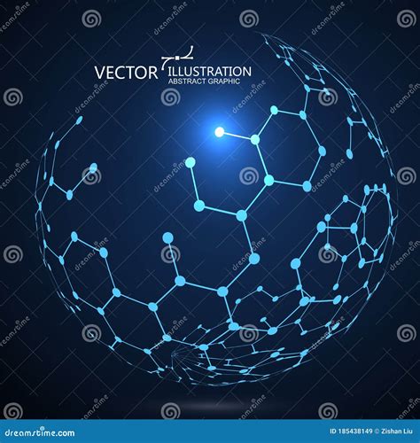 Molecular Structure Composed Of Spheres Abstract Graphic Design Stock