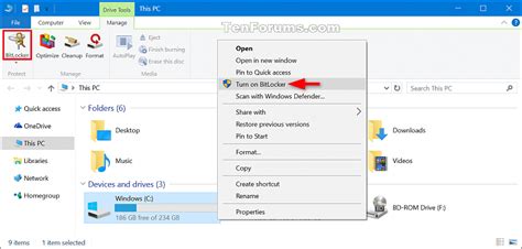 Add Or Remove Turn On BitLocker Context Menu In Windows 10 Tutorials