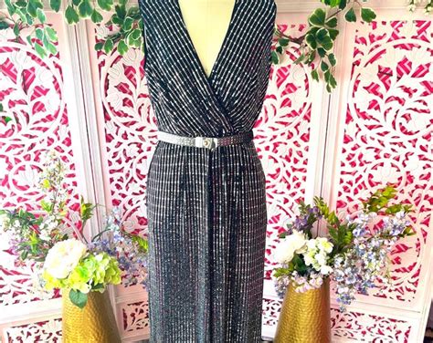 Silver Sparkle Jumpsuit 90s Jumpsuit Wide Leg Silver Jumpsuit Ladies