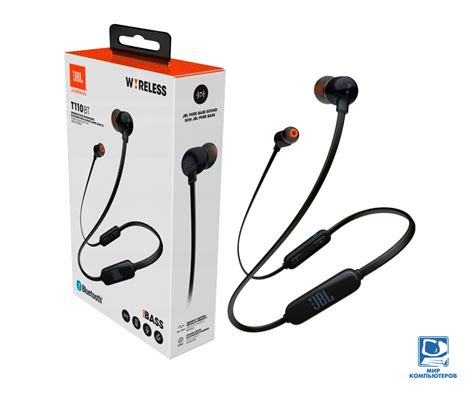 Купить Наушники-капельки с микрофоном (Беспроводные) JBL T110BT Black в ...