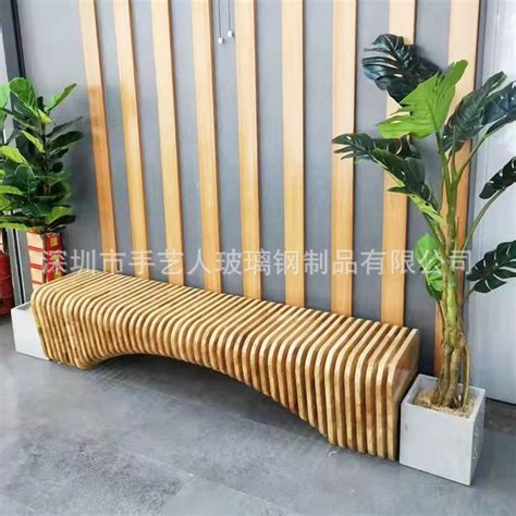 实木切片座椅防腐木商场景观艺术坐凳户外美陈异形创意休闲公共椅 阿里巴巴