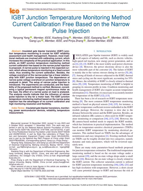 Pdf Igbt Junction Temperature Monitoring Method Current Calibration Free Based On The Narrow