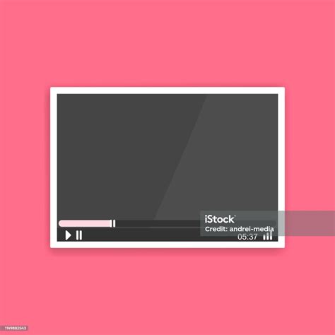 핑크 배경에 고립 된 웹 및 모바일 애플 리 케이 션을 위한 플랫 비디오 플레이어 템플릿 Hd 포맷에 대한 스톡 벡터 아트 및