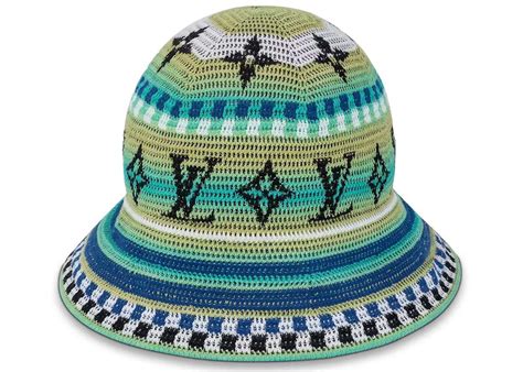 Louis Vuitton Lv Crochet Stripes Straw Hat Blue In Cotton Us