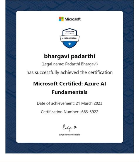 Padarthi Bhargavi On Linkedin I Am Thrilled To Share That I Have Earned A Azure Ai Fundamentals
