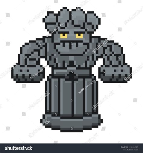 Stone Guardian Pillar Pixel Character Game Stock Vector Royalty Free