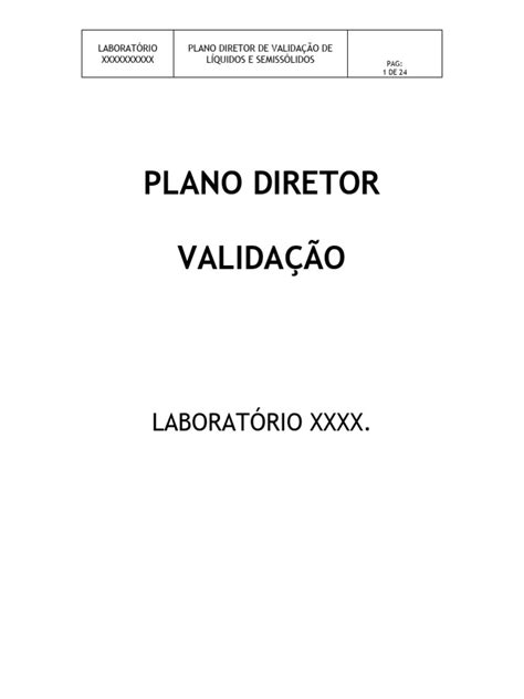 Plano Diretor De Validação Exemplo Pdf Pdf