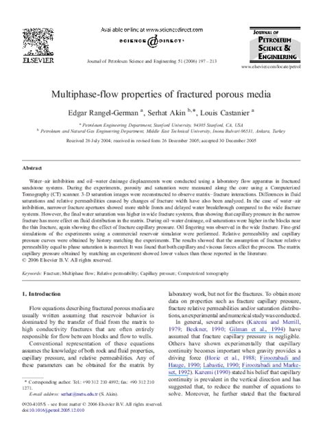Pdf Multiphase Flow Properties Of Fractured Porous Media