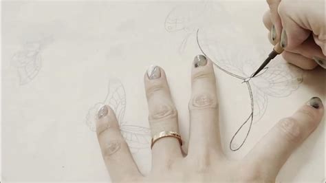 붓으로 나비 먹선 그리는 방법 민화 민화그리기 화접도 동양화 Youtube