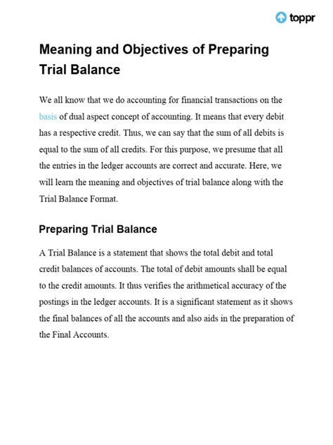 Trial Balance And Rectification Of Errors Class 11 Notes Download