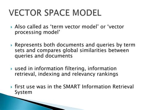 Vector Space Model Of Information Retrieval Pptx Search Internet