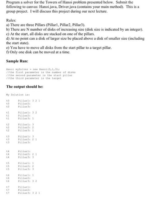 Solved Program A Solver For The Towers Of Hanoi Problem