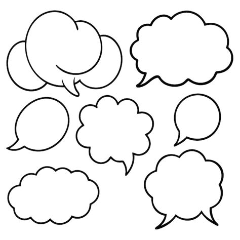 Set Of Blank Speech Bubbles In Different Shapes Ideal For Adding Text