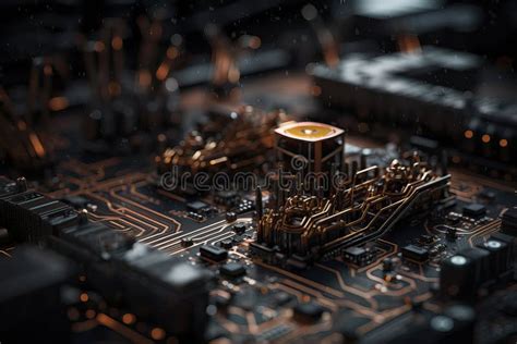 Close Up Shot Of Circuit Cyberspace Board With Computer Motherboard