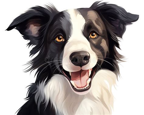 The Border Collie Collie Cartoon Is Cute Stock Illustration