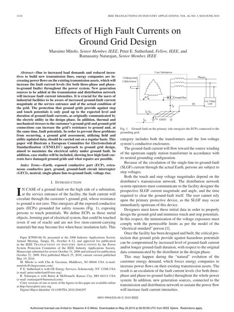 Pdf Effects Of High Fault Currents On Ground Grid Design