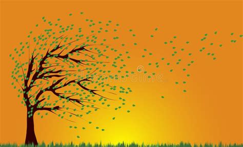Wind And Tree Stock Illustration Illustration Of Element