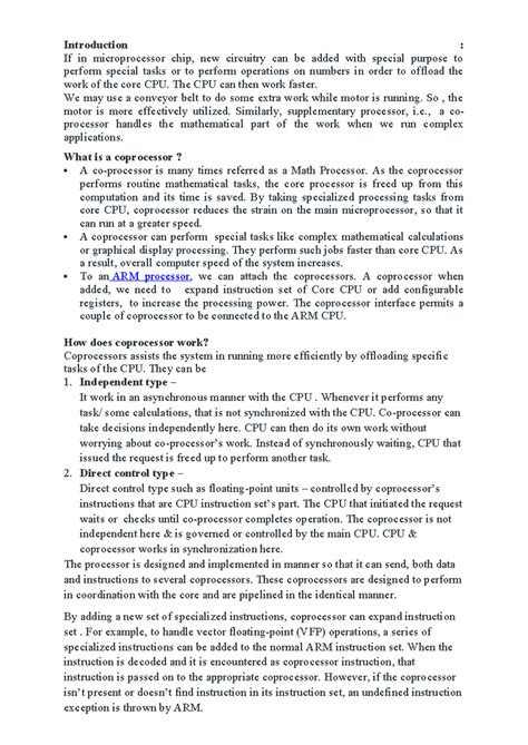 Arithmetic Coprocessor Introduction If In Microprocessor Chip New Circuitry Can Be Added