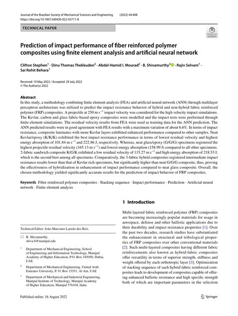 Pdf Prediction Of Impact Performance Of Fiber Reinforced Polymer