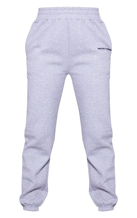 Prettylittlething Ash Grey Print Cuffed Sweatpants Sweat