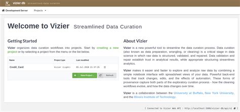 Getting Started — Vizier Db Webuser Interface 10 Documentation