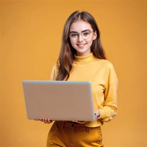 Premium Photo Beautiful Young Woman Holding Laptop On The Wonderful