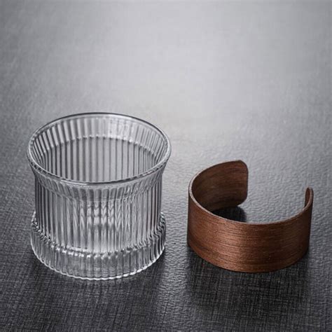 Glass Coffee Mug Walnut Cup Holder Glass Cup Drinking Glasses Kawaii