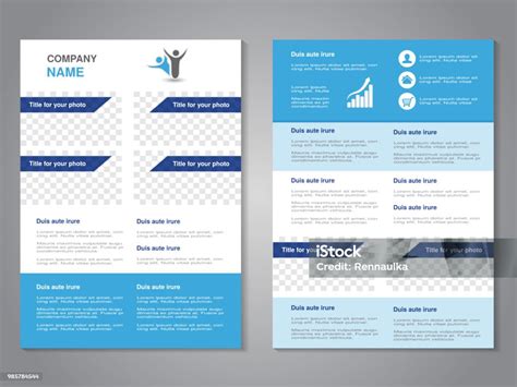 벡터 현대 브로셔 추상 플라이어 사각형 사진 또는 이미지에 빈 곳과 함께 심플한 디자인 레이아웃 템플릿입니다 A4 크기에 대 한 가로 세로 비율입니다 파란색 진한 파란색과