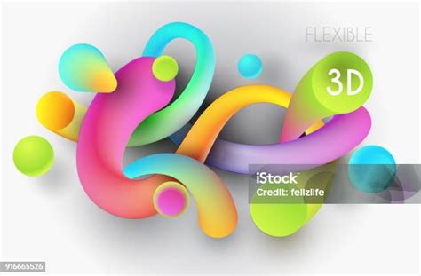 유연한 추상 3d 형태와 배경 유연성에 대한 스톡 벡터 아트 및 기타 이미지 유연성 3차원 형태 구 Istock
