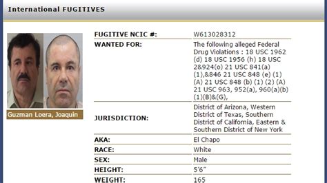Estados Unidos incluyó a El Chapo a su lista de los más buscados Cooperativa cl
