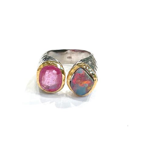 Ruby And Fire Opal Ring Bochic