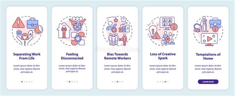 Drawbacks Of Work From Home Onboarding Mobile App Screen Stock Vector