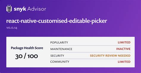 react native customised editable picker npm package snyk