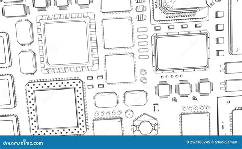 CPU Chips On The Motherboard Stock Illustration Illustration Of Integrated Network