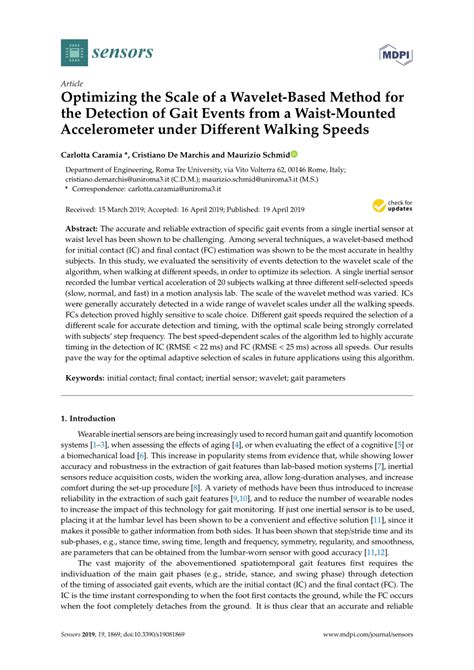 Pdf Optimizing The Scale Of A Wavelet Based Method For The Detection Of Gait Events From A