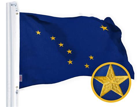 G128 Alaska Ak State Flag 3x5 Ft Embroidered 220gsm Spun Polyester