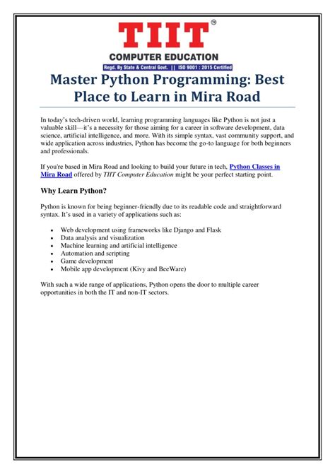 Ppt Best Python Classes In Mira Road Join Tiit Computer Education Today Powerpoint