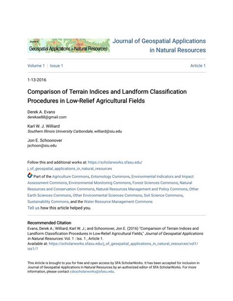 Pdf Comparison Of Terrain Indices And Landform Classification