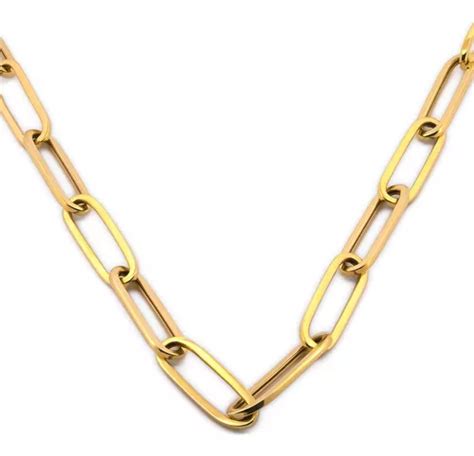 Bonita Cadena Gargantilla Dama Clip 5 Mm 50 Cm Oro Sólido 10 Cuotas