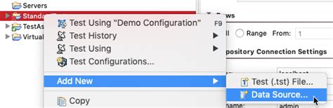 creating a repository data source soatest and virtualize 2023 1