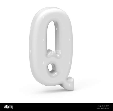 Pearl White Letter Q 3d Rendering Inflated Alphabet Isolated On White