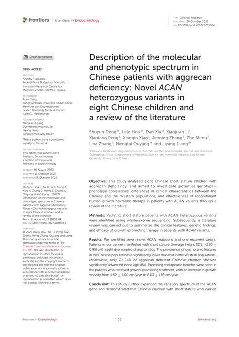 Pdf Description Of The Molecular And Phenotypic Spectrum In Chinese