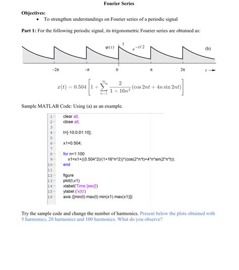 Solved Fourier Seriesobjectivesto Strengthen Understandings