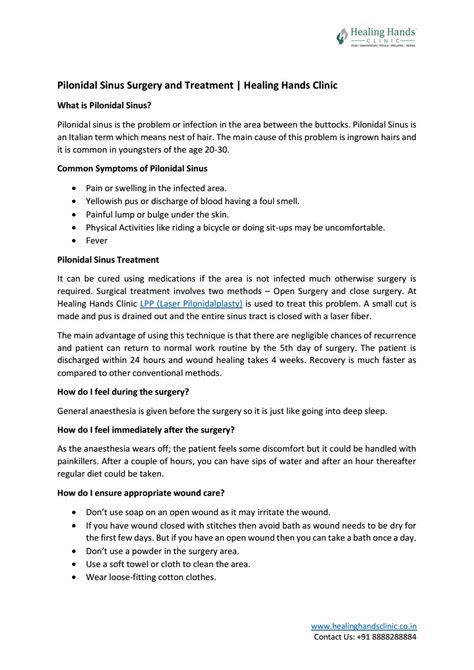 Pilonidal Sinus Surgery And Treatment Healing Hands Clinic By Healing