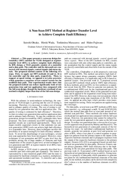 Pdf A Non Scan Dft Method At Register Transfer Level To Achieve Complete Fault Efficiency