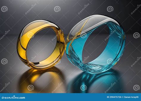 Colorful Glass Rings On A Black Background Ai Generative Stock